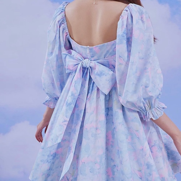 Dresses | Pastel Puff Sleeve Mini Dress In Size Xs | Poshmark